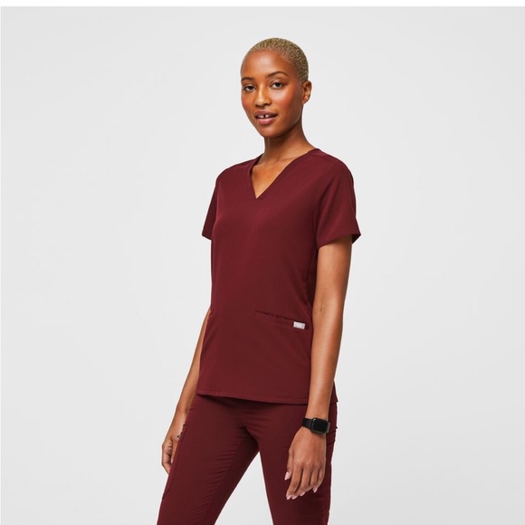 Figs | Tops | Figs Casma 3 Pocket Scrubs Shirt Top Burgundy Maroon ...